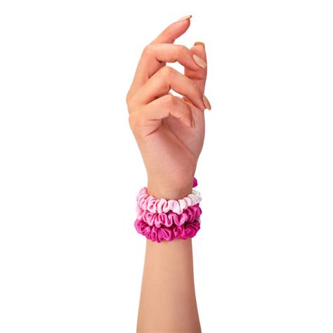 Blissy 100 Silk Skinny Scrunchies Pink Ombre 100 Mulberry Silk