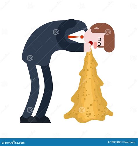 Vomit Man Puke Vector Illustration Retching Cartoon Vomitus