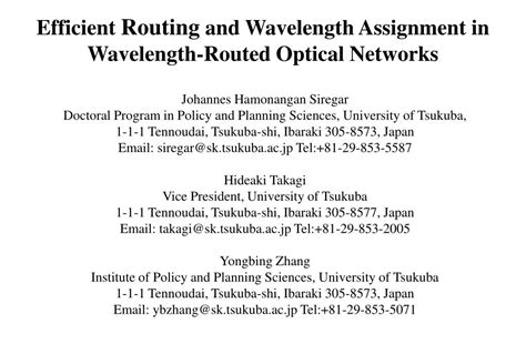 Ppt Efficient Routing And Wavelength Assignment In Wavelength Routed Optical Networks
