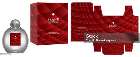 포장 디자인 빨간 호화 스러운 상자 템플릿과 모형 상자를 가진 화장 용 콘테이너에 상표 일러스트 벡터입니다 개념에 대한 스톡 벡터 아트 및 기타 이미지 Istock