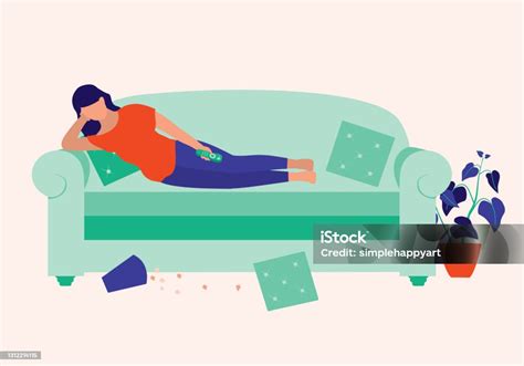 Lazy Person On Couch Cartoon