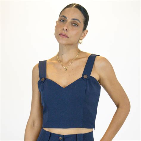 Top Nabel Azul Marino Afrikana