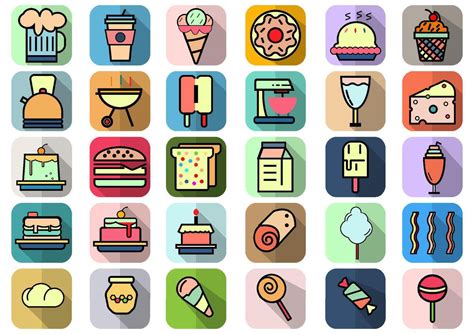 Comida Y Postre íconos Colección Cluido íconos Tal Como
