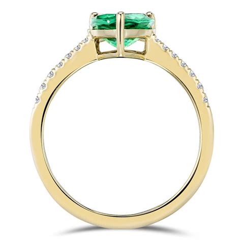 Astra 230ct Lab Emerald And Diamond Shoulder Set Pear Cut Ring In 18k