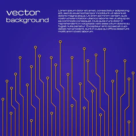Premium Vector Abstract Technological Blue Background With Yellow Elements Of The Microchip