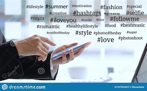 concept of hashtag usage on social media platforms stock image image