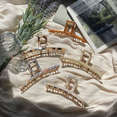 나그놀 Hair 메탈 셀룰로오스 롱 헤어 집게핀 5color 프랑스핀 올림머리집게핀 헤어핀 마블집게핀 위시버킷