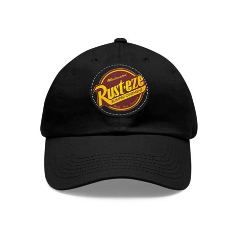 Lightning Mcqueen Rusteze Bumper Ointment Leather Patch Round Hat Etsy
