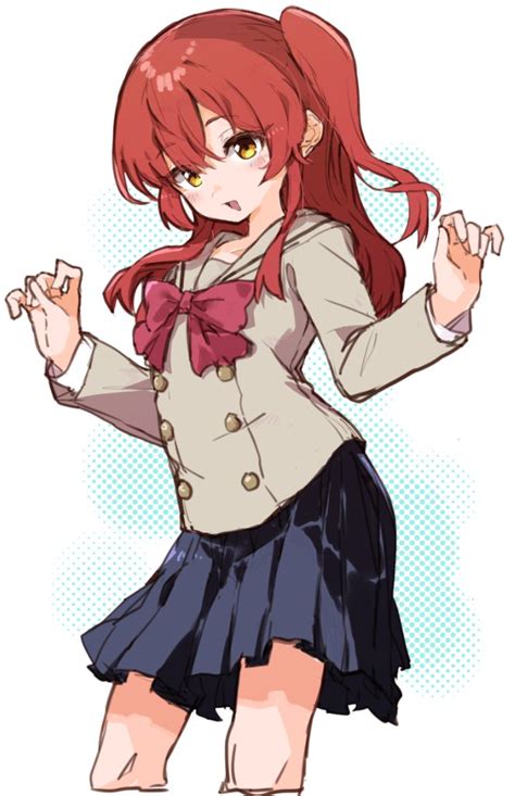 Jamir Kita Ikuyo Bocchi The Rock 1girl Blush Bow Halftone Halftone Background Long Hair