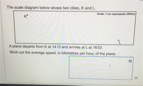 Solved The Scale Diagram Below Shows Two Cities K And L K Scale 1 Cm Represents 250 Km L A