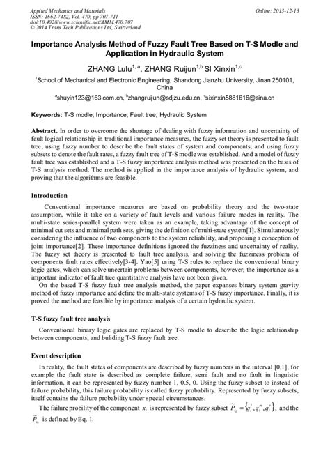Importance Analysis Method Of Fuzzy Fault Tree Based On T S Modle And
