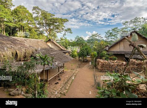 Scenic Landscape View Of Traditional Bamboo And Wood Village Of Badui