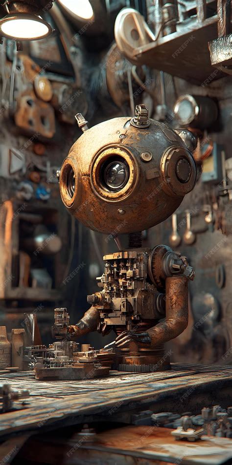 Robot Assembling Tiny Components In A Workshop Premium Ai Generated Image