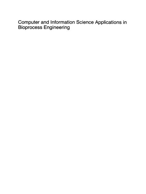 Computer And Information Science Applications In Bioprocess Engineering 1996 Springer 10