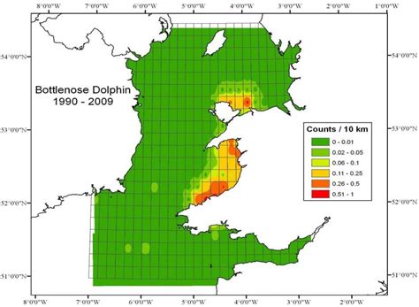 Map Of Bottlenose Dolphin Distribution And Densities Of The Populations