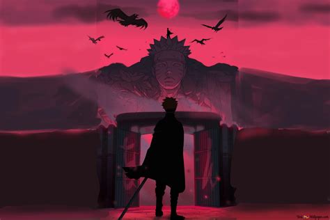 Boruto Looking At Birds In The Full Moon View 6k Wallpaper Download