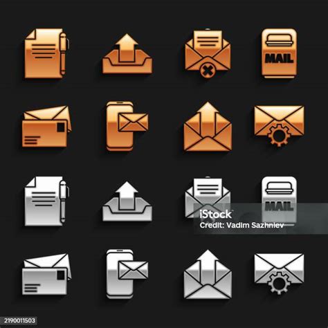 모바일 및 봉투 메일함 봉투 설정 발신 메일 삭제 문서 펜 및 업로드 받은 편지함 아이콘을 설정합니다 벡터 0명에 대한 스톡 벡터 아트 및 기타 이미지 Istock