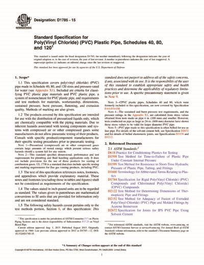 Astm D1785 15 Standard Specification For Polyvinyl Chloride Pvc