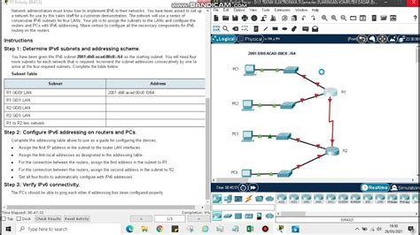 lab activity 12 9 1 packet tracer implement a subnetted ipv6 addressing scheme youtube