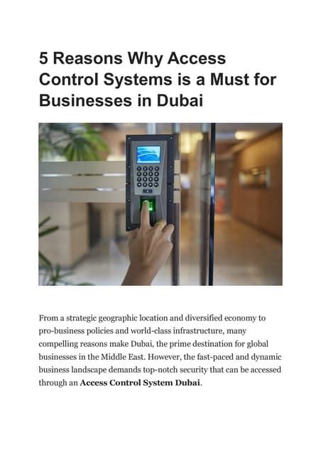 5 Reasons Why Access Control Systems Is A Must For Businesses In Dubai Pdf