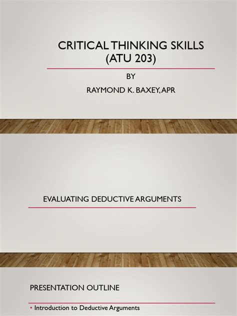 Evaluating Deductive Arguments Critical Thinking Pdf Argument