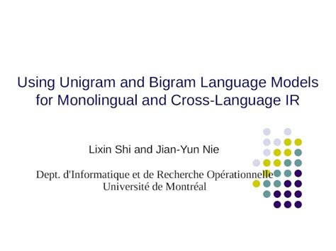 ppt using unigram and bigram language models for monolingual and