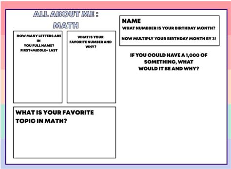 All About Me Math Edition By Jill Walker Tpt