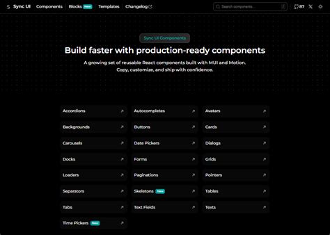 Sync Ui Animated Ui Kit With Mui Framer Motion Nextjs Vercel