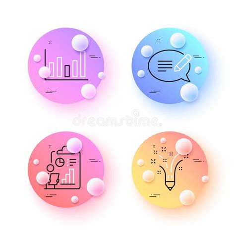 Message Report And Column Chart Minimal Line Icons For Web Application Printing Vector Stock
