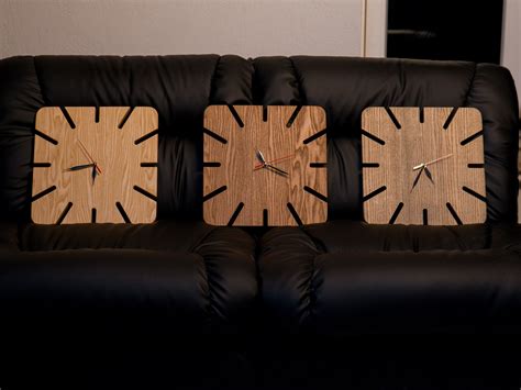 Wooden Clock Handcrafted Square Analog Clock With Hands Minimalist Wall Decor Ashwood Handmade
