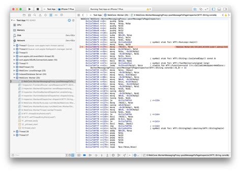 Ios WebCore Worker EXC BAD ACCESS When Connecting Safari Debugger To An Xcode 8 3 Project