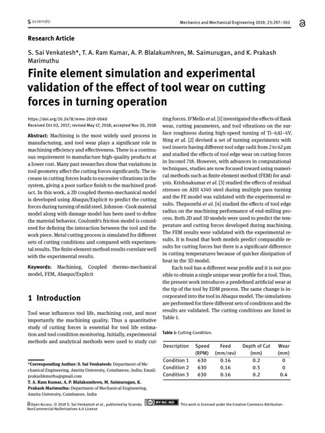 Pdf Finite Element Simulation And Experimental Validation Of The
