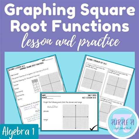 Graphing Square Root Functions Notespracticeexit Ticket By Purple Pi