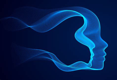 점선 입자 인간의 초상화 추상적 인 인간의 머리 벡터 웨이브 모양 배열 인공 지능 Pc 프로그래밍 소프트웨어 인터페이스 디지털 영혼 인공지능에 대한 스톡 벡터 아트 및 기타