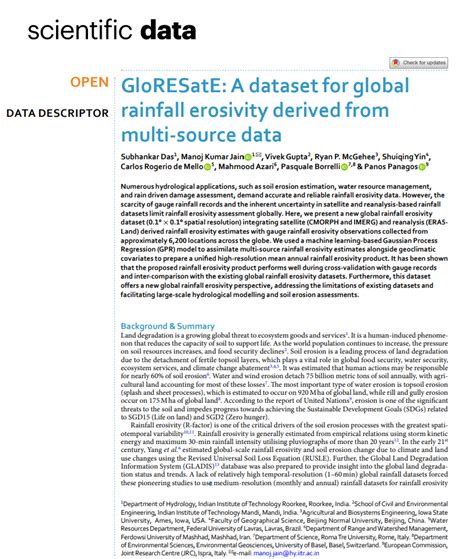 Gloresate Global Rainfall Erosivity From Reanalysis And Satellite