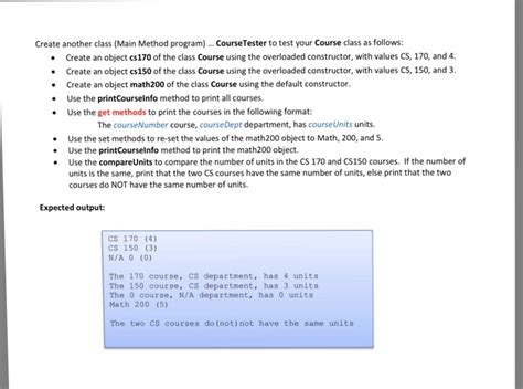 Solved Write The Implementation Of The Class Course