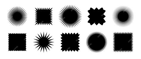 Premium Vector Zig Zag Edge Square And Circle Shapes Collection Jagged Patches Set Black