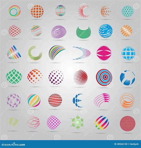 Sphere Icons Set On Gray Background Stock Vector Illustration Of Logo Brand 48566130