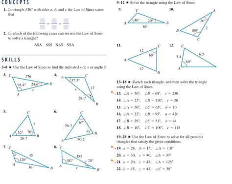 solved concepts 9 12 solve the triangle using the law of