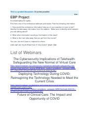 EBP Docx This Is A Graded Discussion Points Possible Due EBP Project No Unread