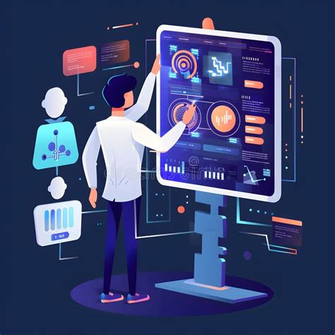 Data Scientist Analyzing Big Data With Artificial Intelligence Technology Stock Illustration