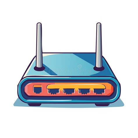 Cartoon Style Wireless Router Illustration With Antennas And Ports For