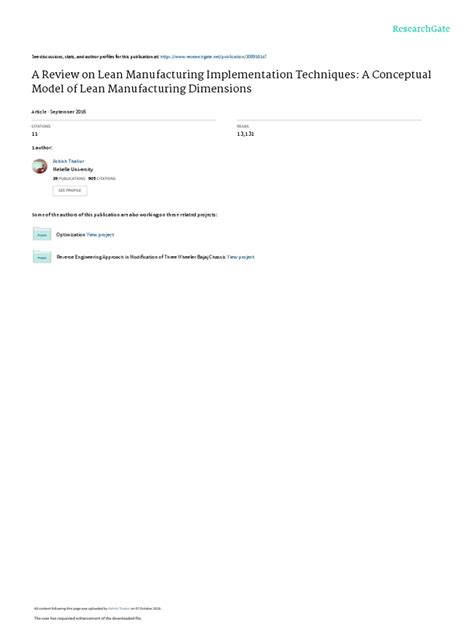 A Review On Lean Manufacturing Implementation Techniques A Conceptual Model Of Lean
