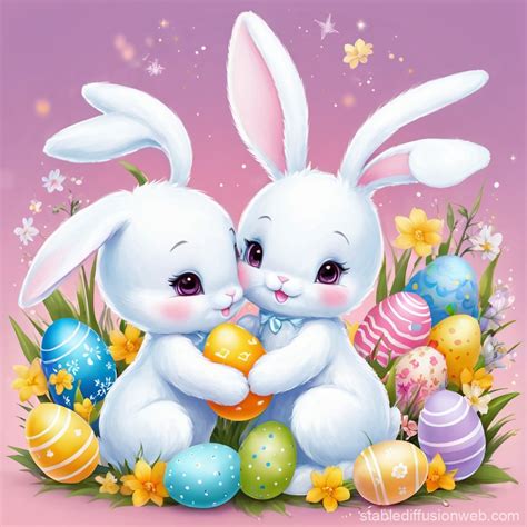 Kawaii Easter Eggs With Patterns Coloring Page Prompts Stable