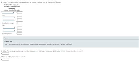 3 Prepare A Variable Costing Income Statement For