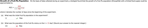 Solved Growth Of A Fruit Fly Population On The Basis Of Data Chegg