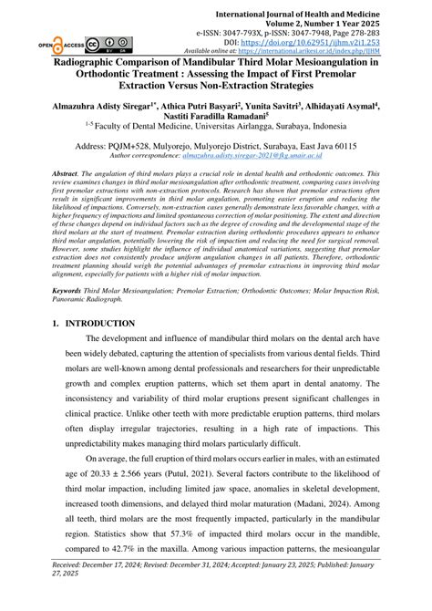 Pdf Radiographic Comparison Of Mandibular Third Molar Mesioangulation In Orthodontic Treatment