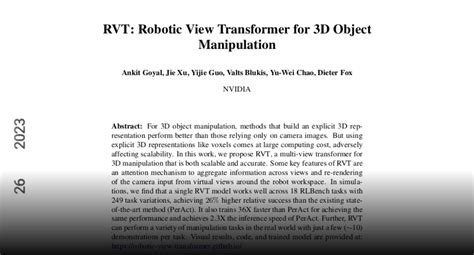 Paper Page Rvt Robotic View Transformer For 3d Object Manipulation