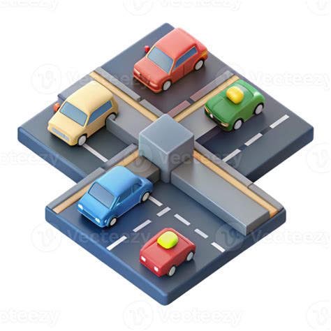 Wonderful Artistic Birdseye View Of Traffic Intersection At Rush Hour