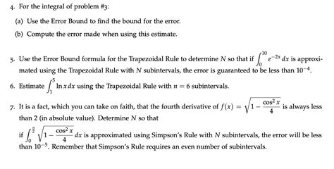 Solved For The Integral Of Problem A Use The Error Chegg